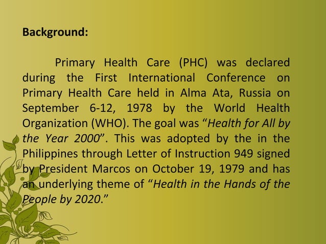 Primary Health Care | PPT | Non-Profit Organizations | Industries