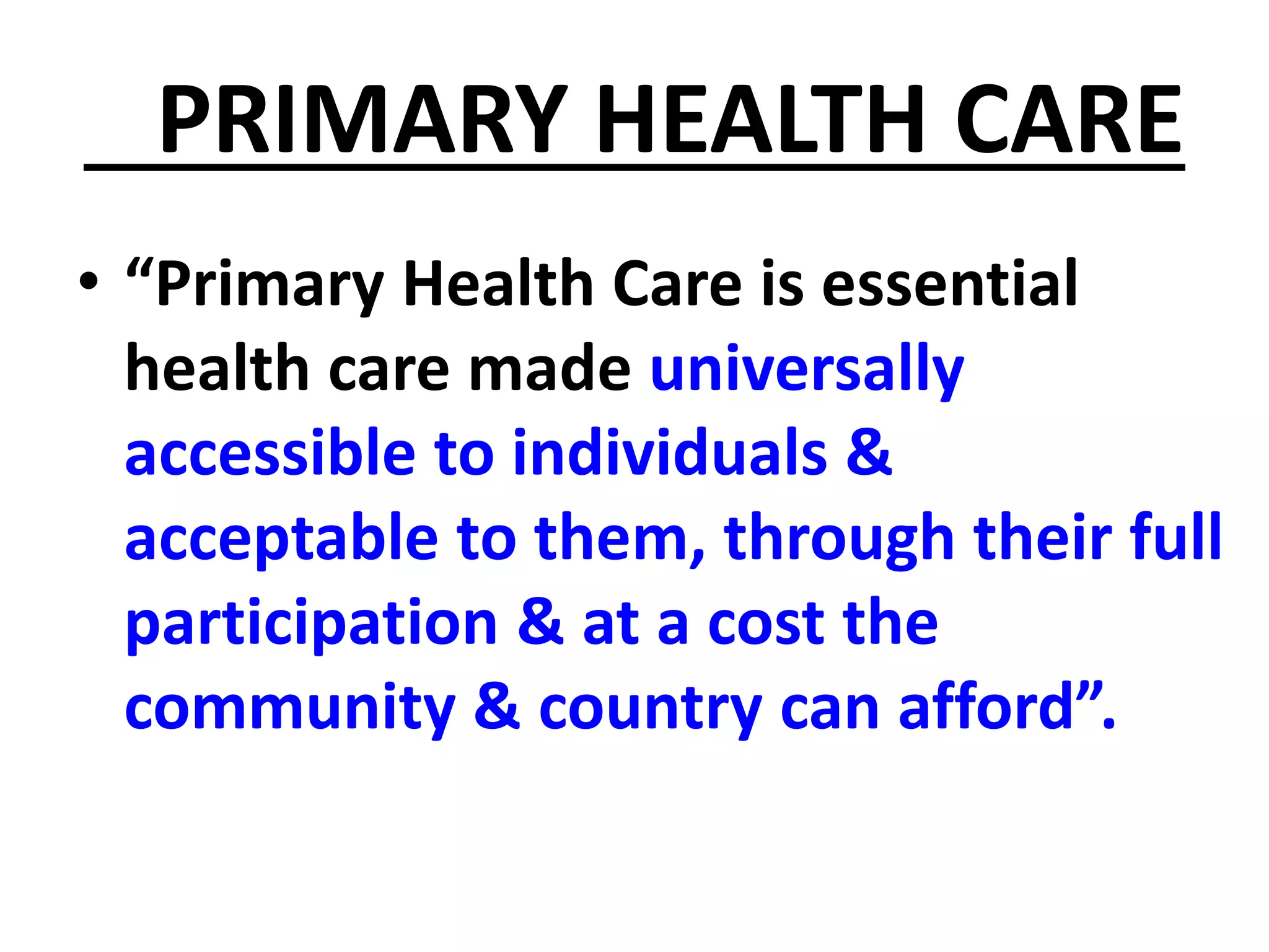 PRIMARY HEALTH CARE