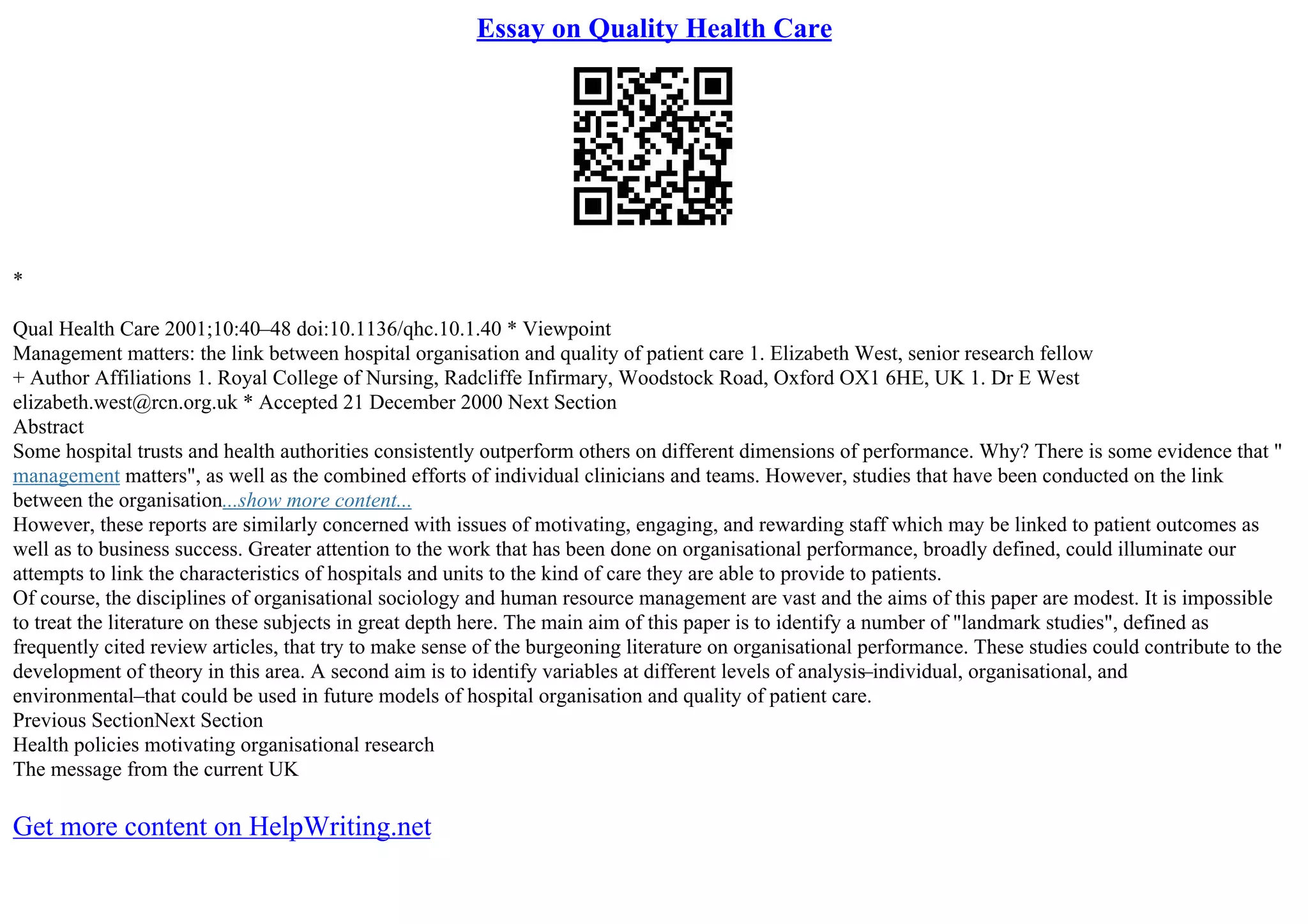 Primary Health Care Essay Examples | PDF