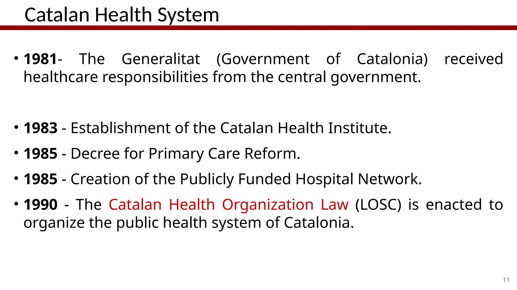 Health organization in Catalonia (Catalan health model) | PPTX