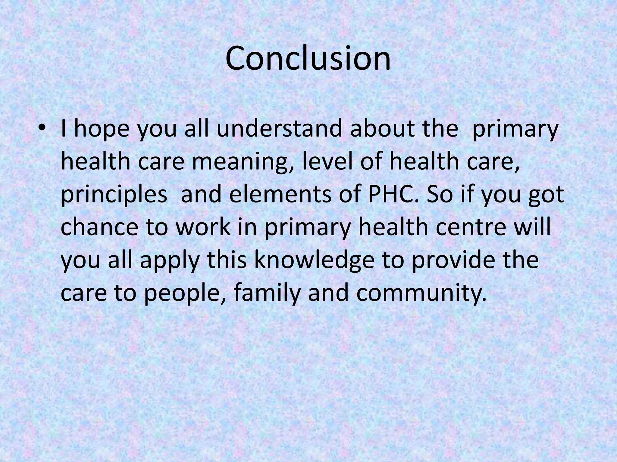 Primary health care ppt | PPTX