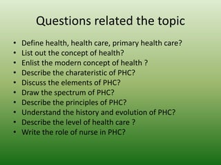 Primary health care slide share | PPTX
