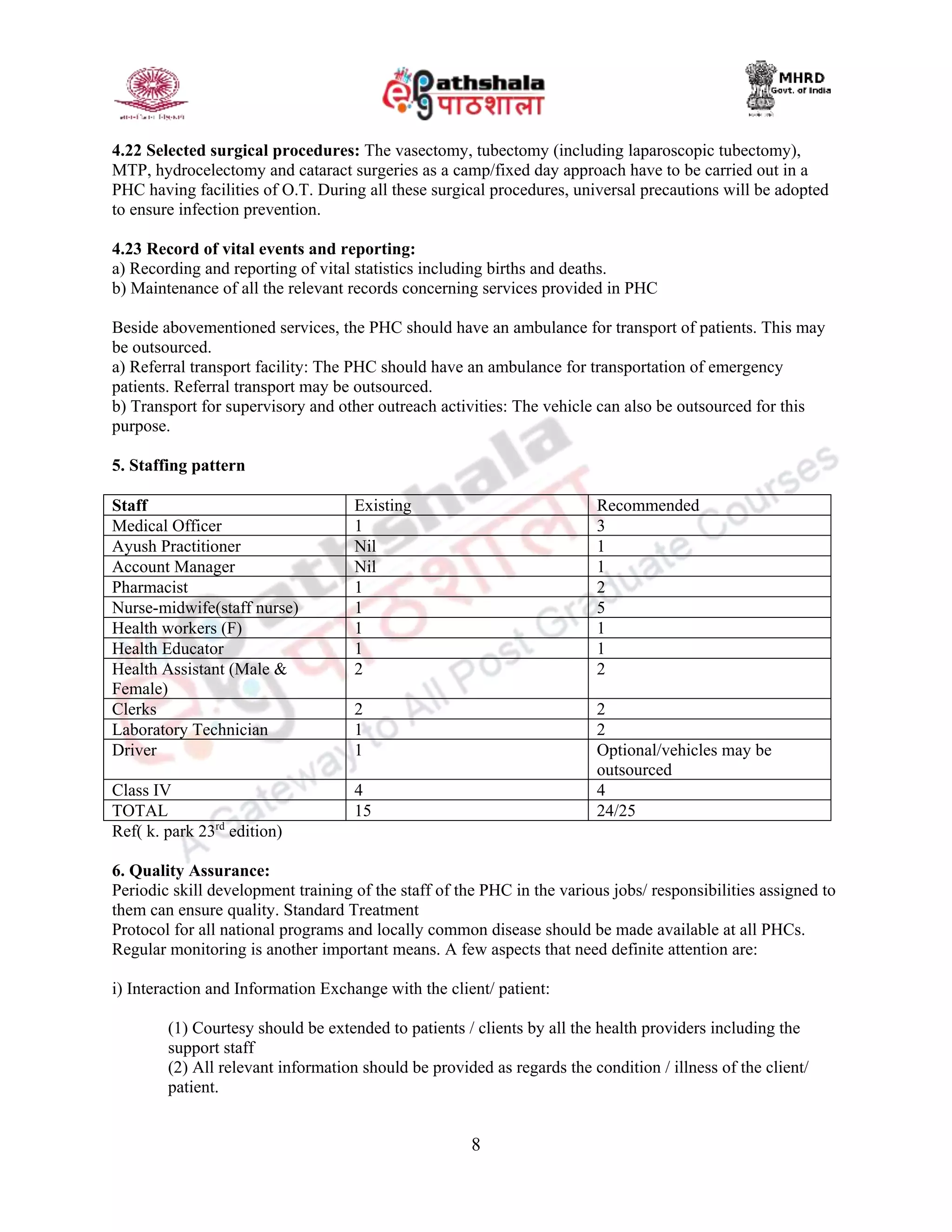 Primary health centre organization and functions | PDF