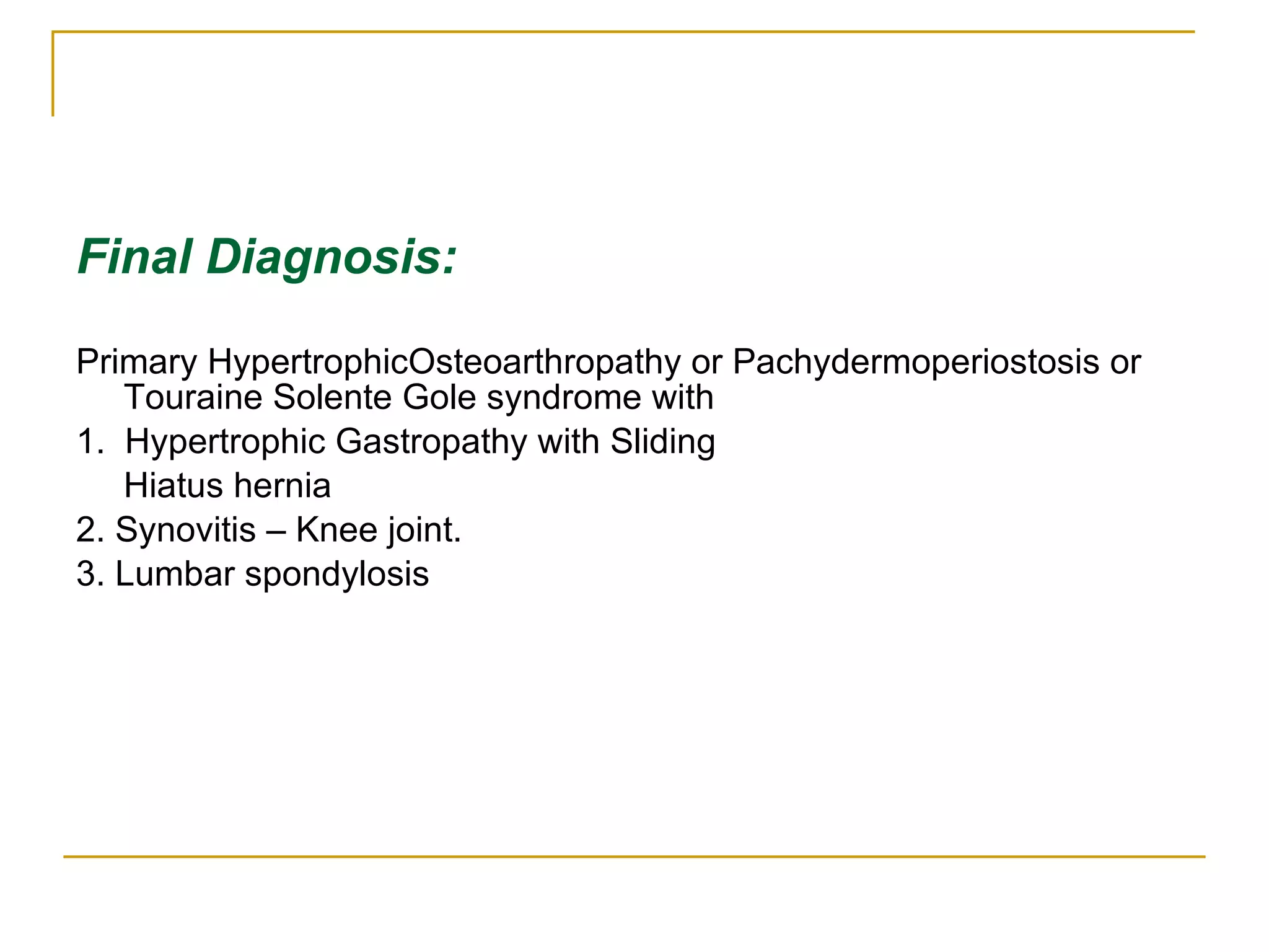 Primary hypertrophic osteoarthropathy (hpoa) | PPT