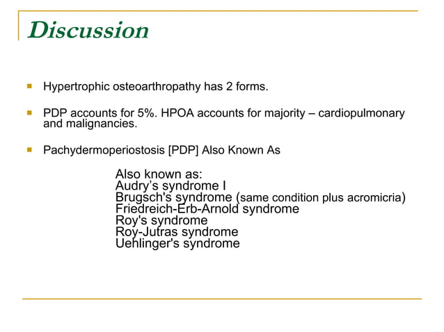 Primary hypertrophic osteoarthropathy (hpoa) | PPT