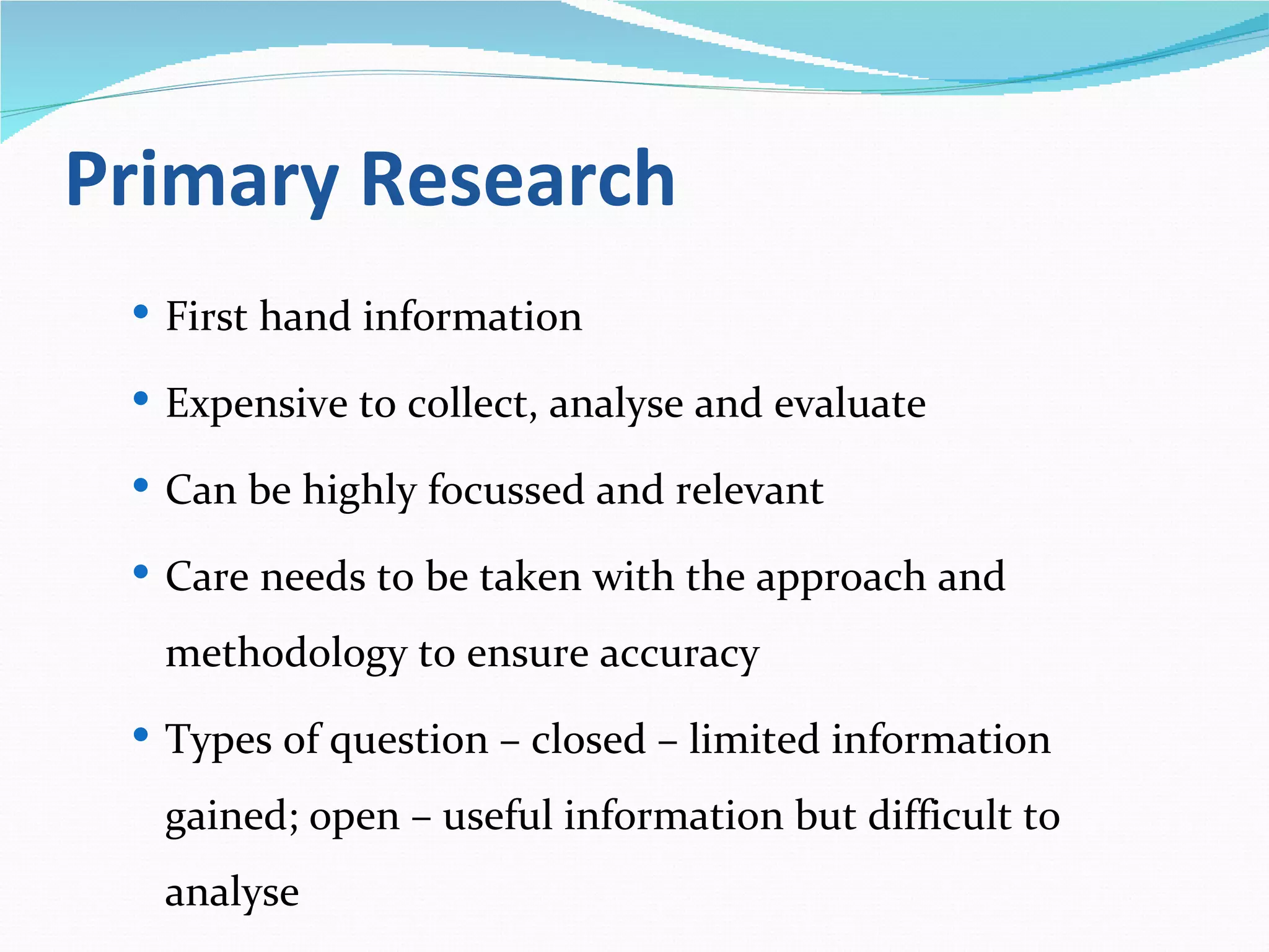 Primary market research | PPT