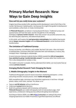 Primary Market Research Gain Deep Insight | PDF