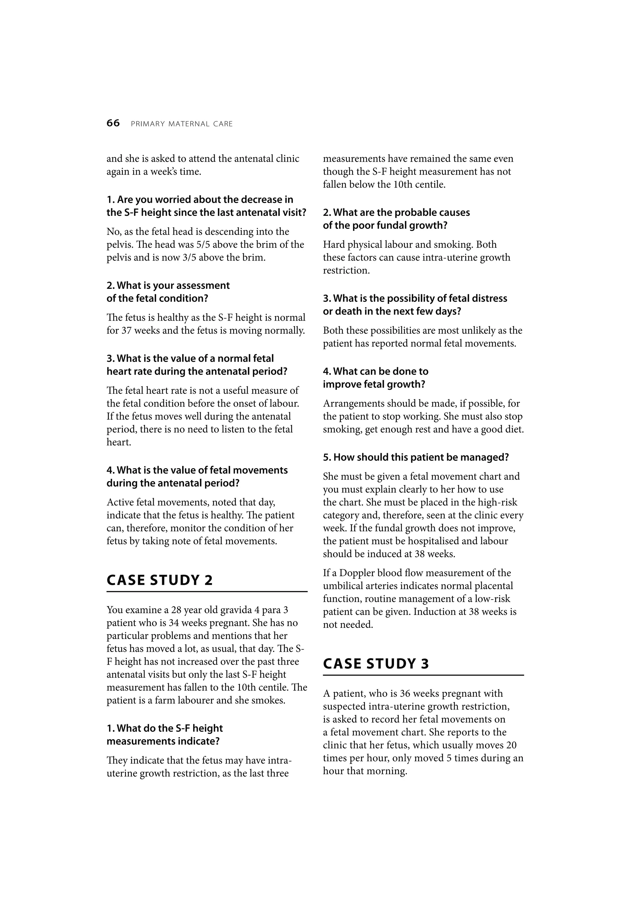 Primary Maternal Care: Assessment of fetal growth and condition during ...