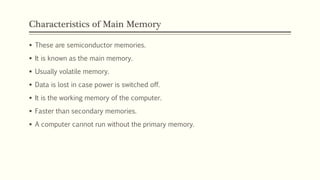 Primary memory (main memory) | PPTX