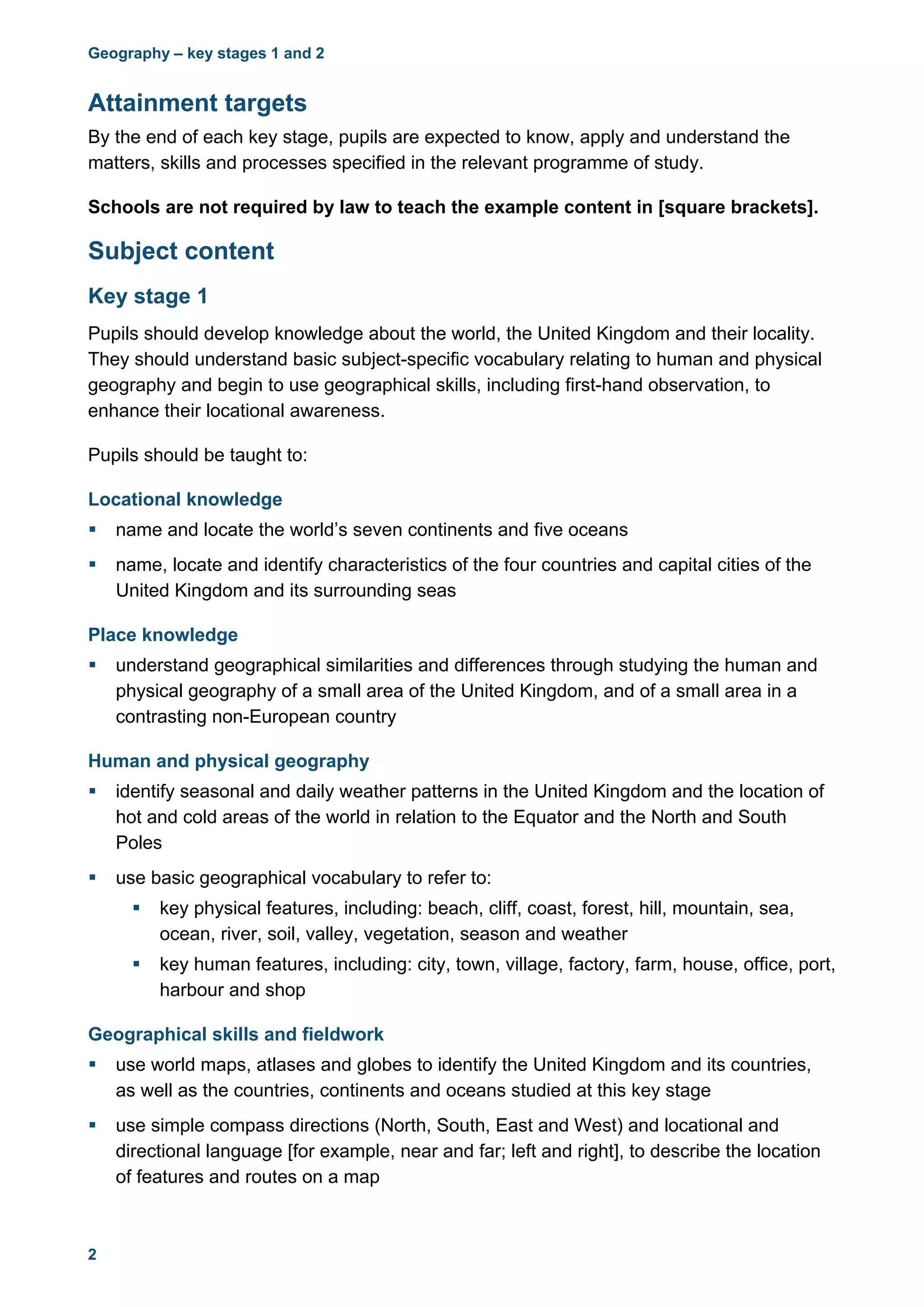 KS1 and 2 National Curriculum Geography | PDF