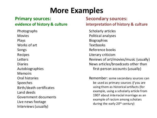 Primary or Secondary? Identifying Primary Sources - Fall 2016 Primary or Secondary? Identifying Primary Sources - Fall 2016