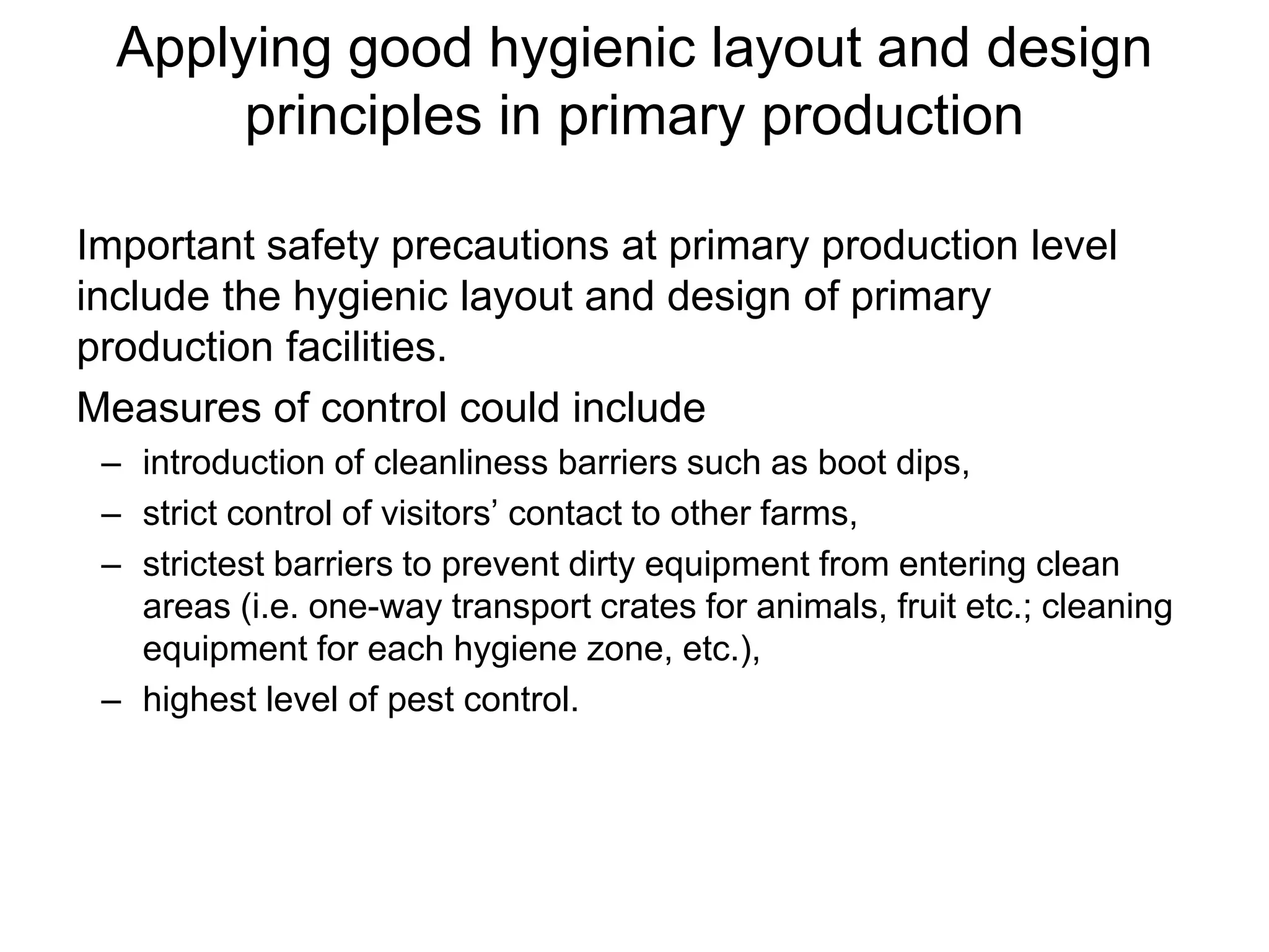 Food Hygiene Issues in Primary Production | PDF