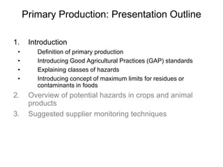 Food Hygiene Issues in Primary Production | PDF | Agriculture | Industries