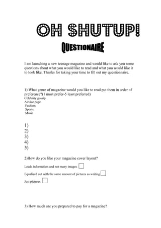 Primary research for magazine | PDF