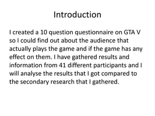 Primary research on gta v | PPTX