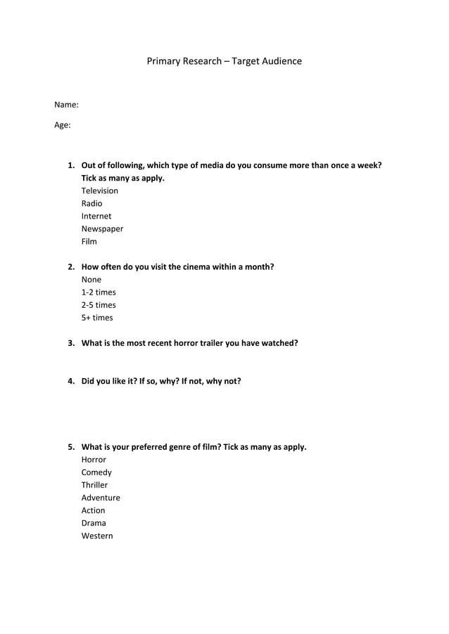 Primary Research Questionnaire primary-research-questionnaire