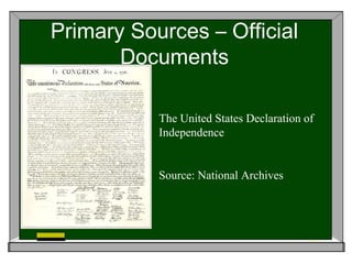 Primary & Secondary Sources | PPT