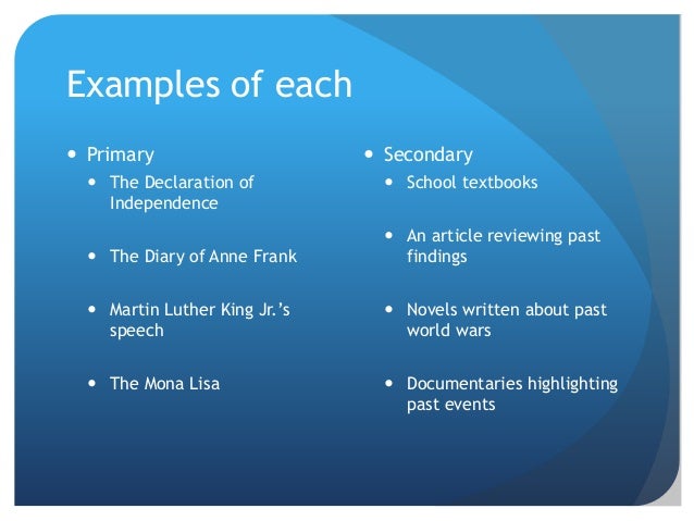 Secondary Sources