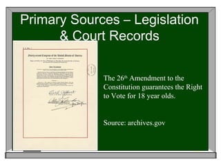 Primary & Secondary Sources | PPT