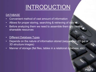 Primary, secondary, tertiary biological database | PPT