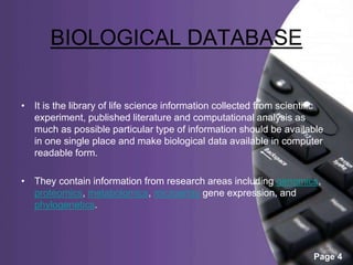 Primary, secondary, tertiary biological database | PPT