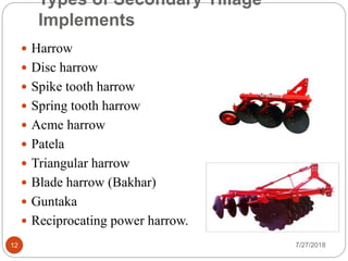 Primary & Secondary tillage Implements and their uses | PPTX
