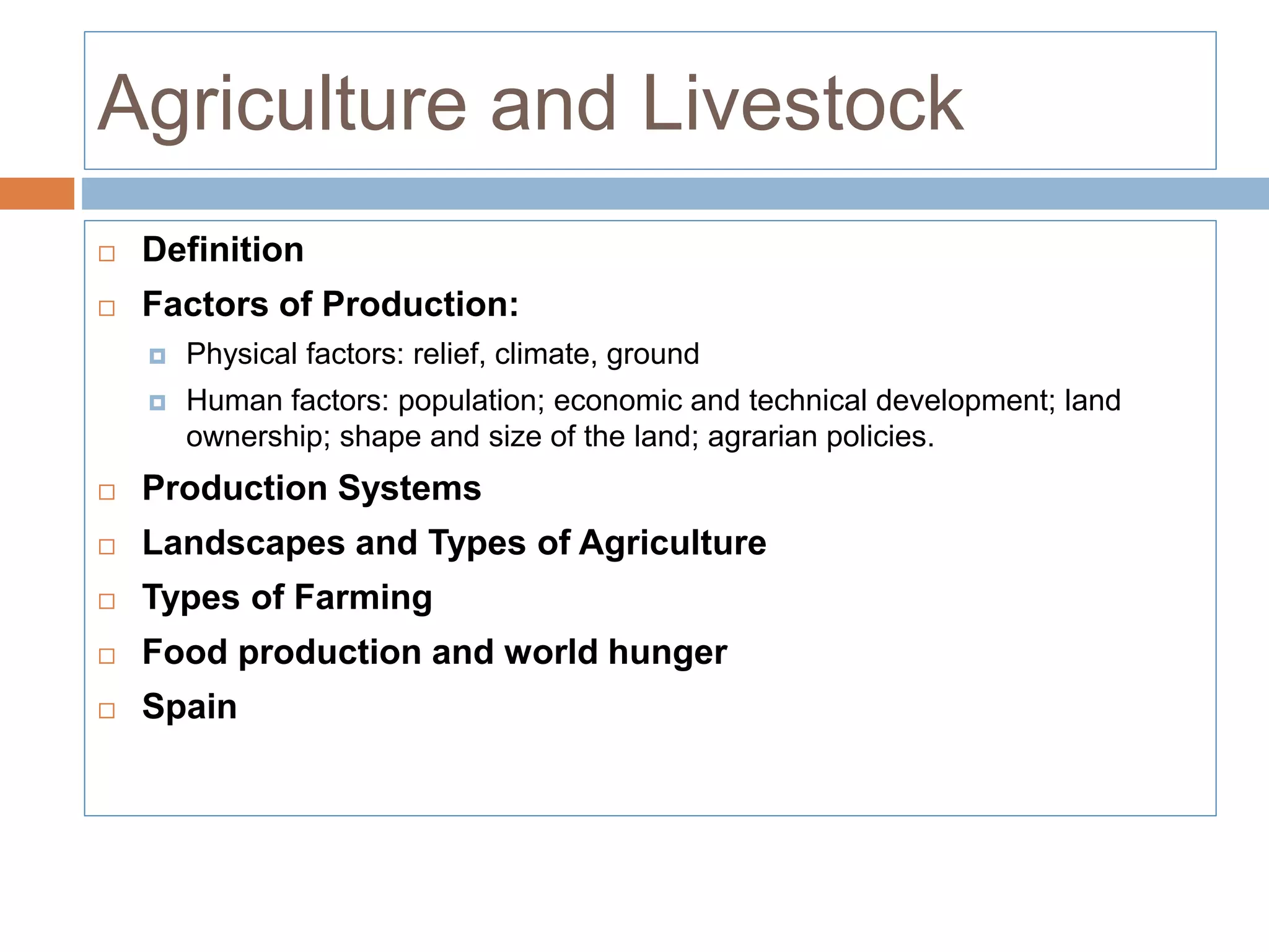 Primary sector: Agriculture and Livestock | PPTX