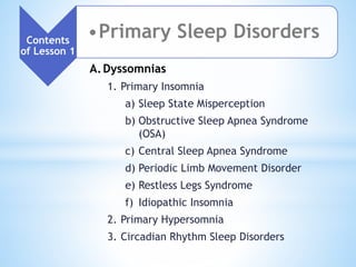 Primary Sleep Disorders | PPTX