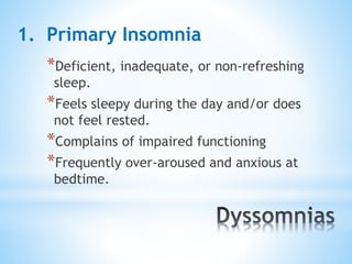 Primary Sleep Disorders | PPTX