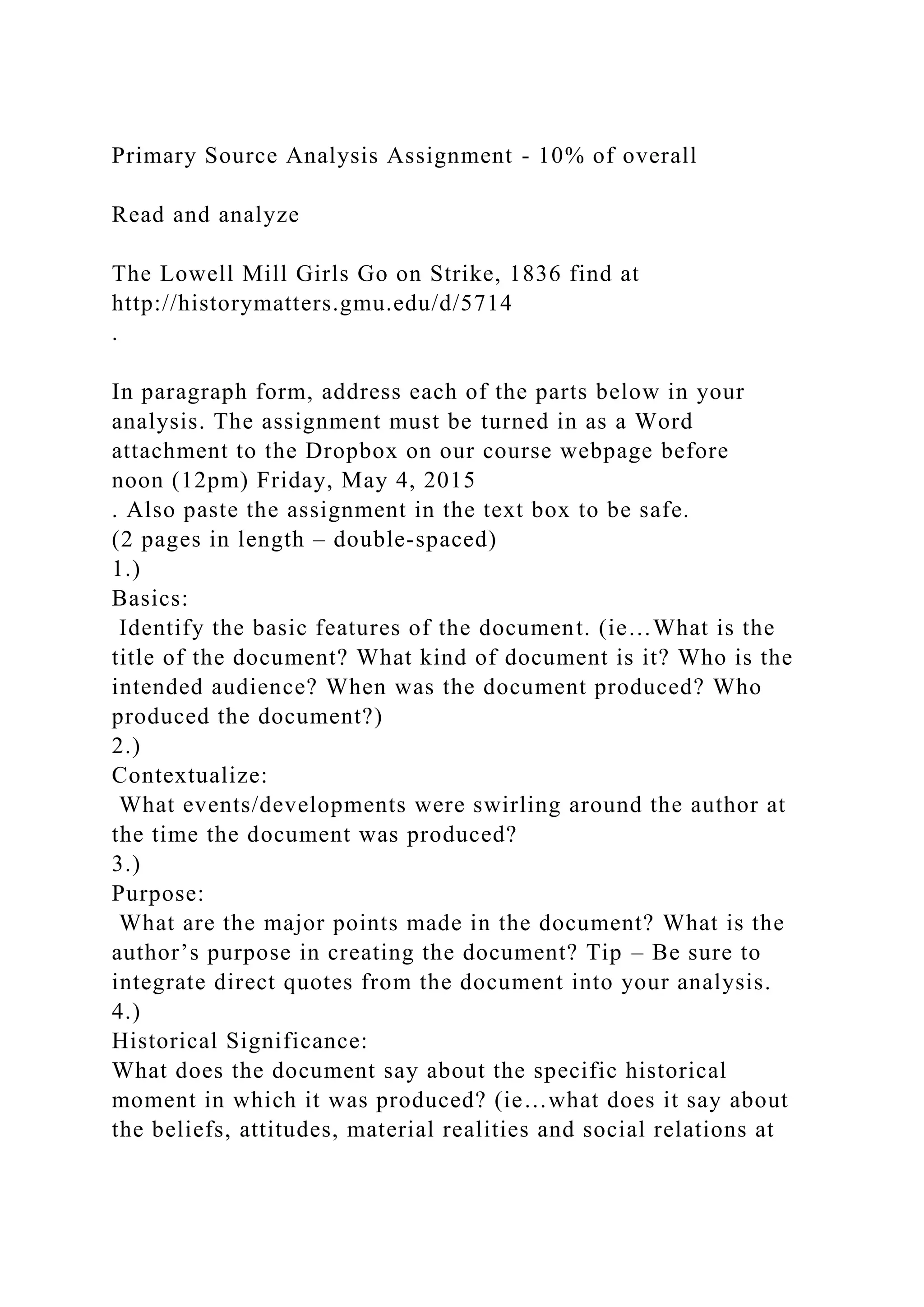 Primary Source Analysis Assignment - 10 of overallRead and anal.docx