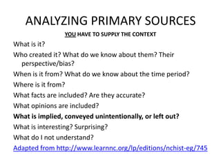 Using Primary Sources in K-6 Social Studies | PPT