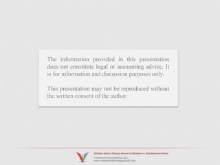 Primary Source Verification vs Simultaneous Notice | PPT