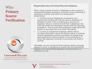 Primary Source Verification vs Simultaneous Notice | PPT