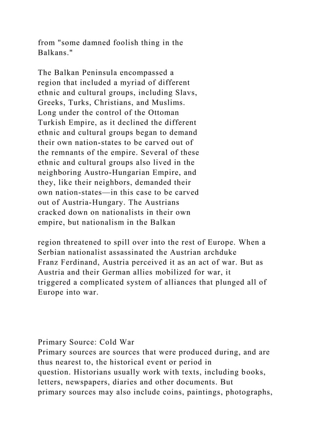 Primary Source World War I Primary sources are sources that.docx