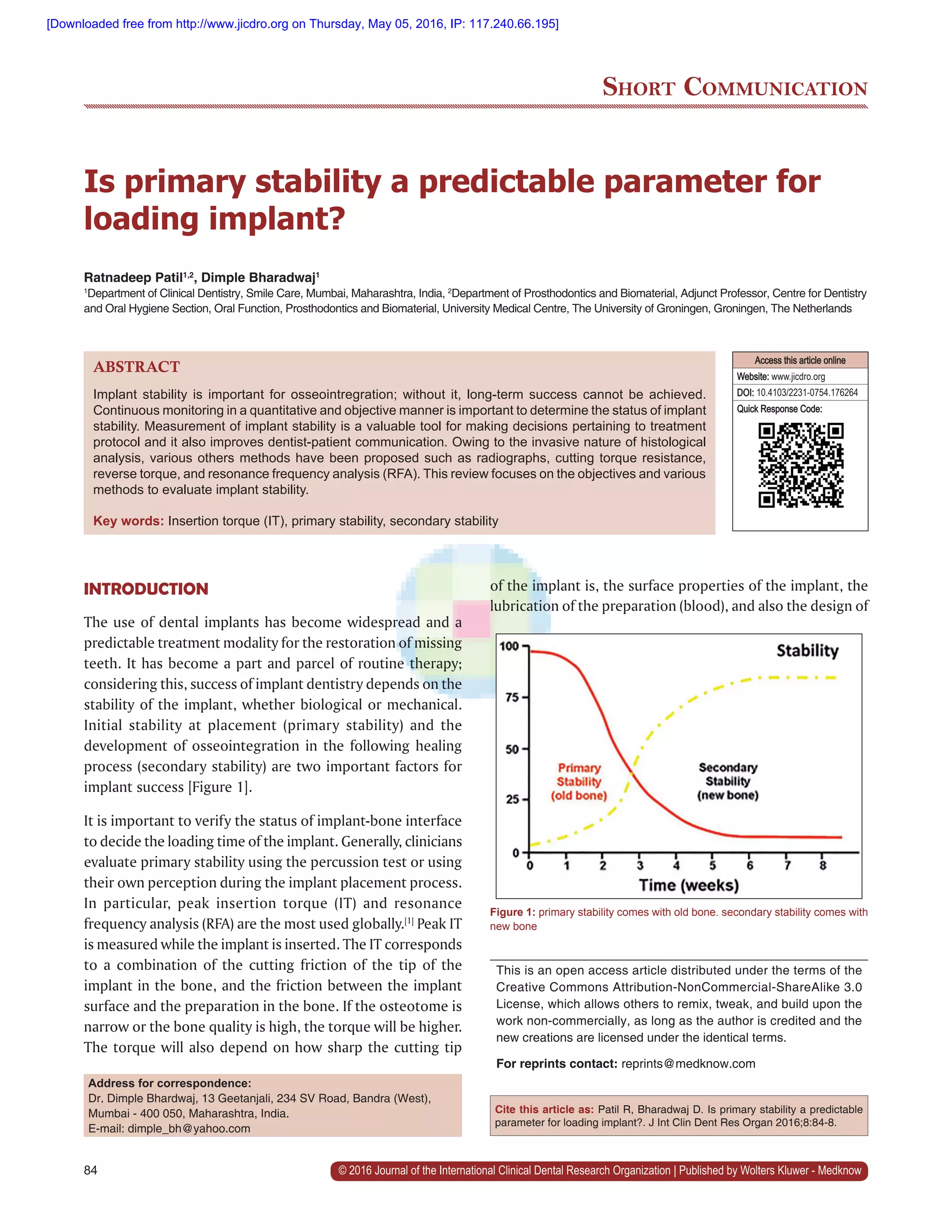 Primary stability a predictable parameter | PDF | Operating Systems | Computer Software and ...