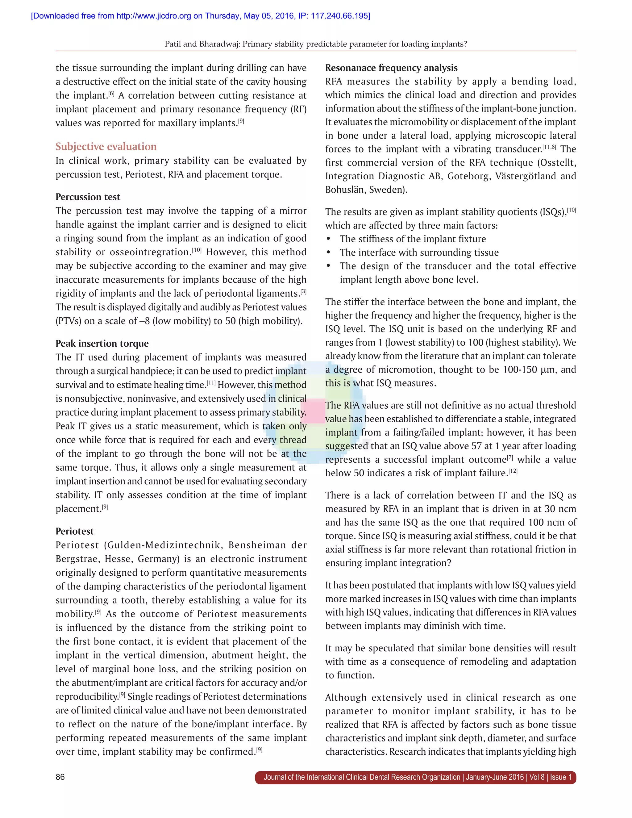 Primary stability a predictable parameter | PDF | Operating Systems | Computer Software and ...