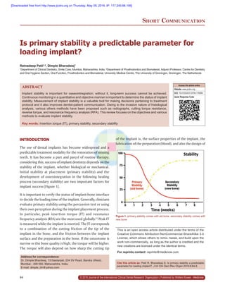 Primary stability a predictable parameter | PDF | Operating Systems ...