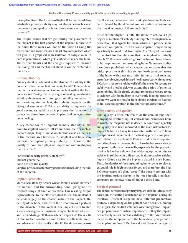 Primary stability a predictable parameter | PDF | Operating Systems | Computer Software and ...