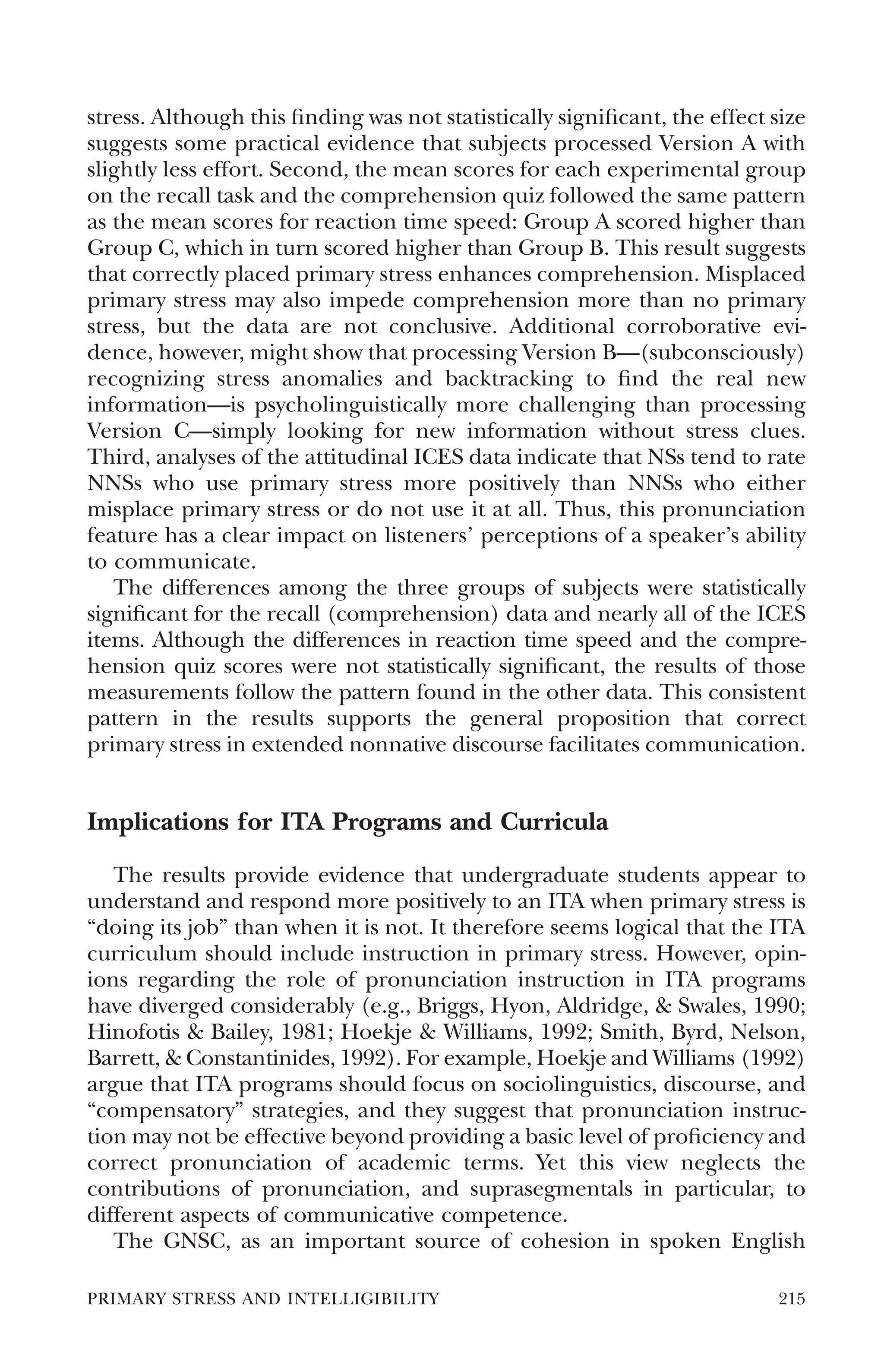 Primary Stress And Intelligibility Research To Motivate The Teaching Of ...