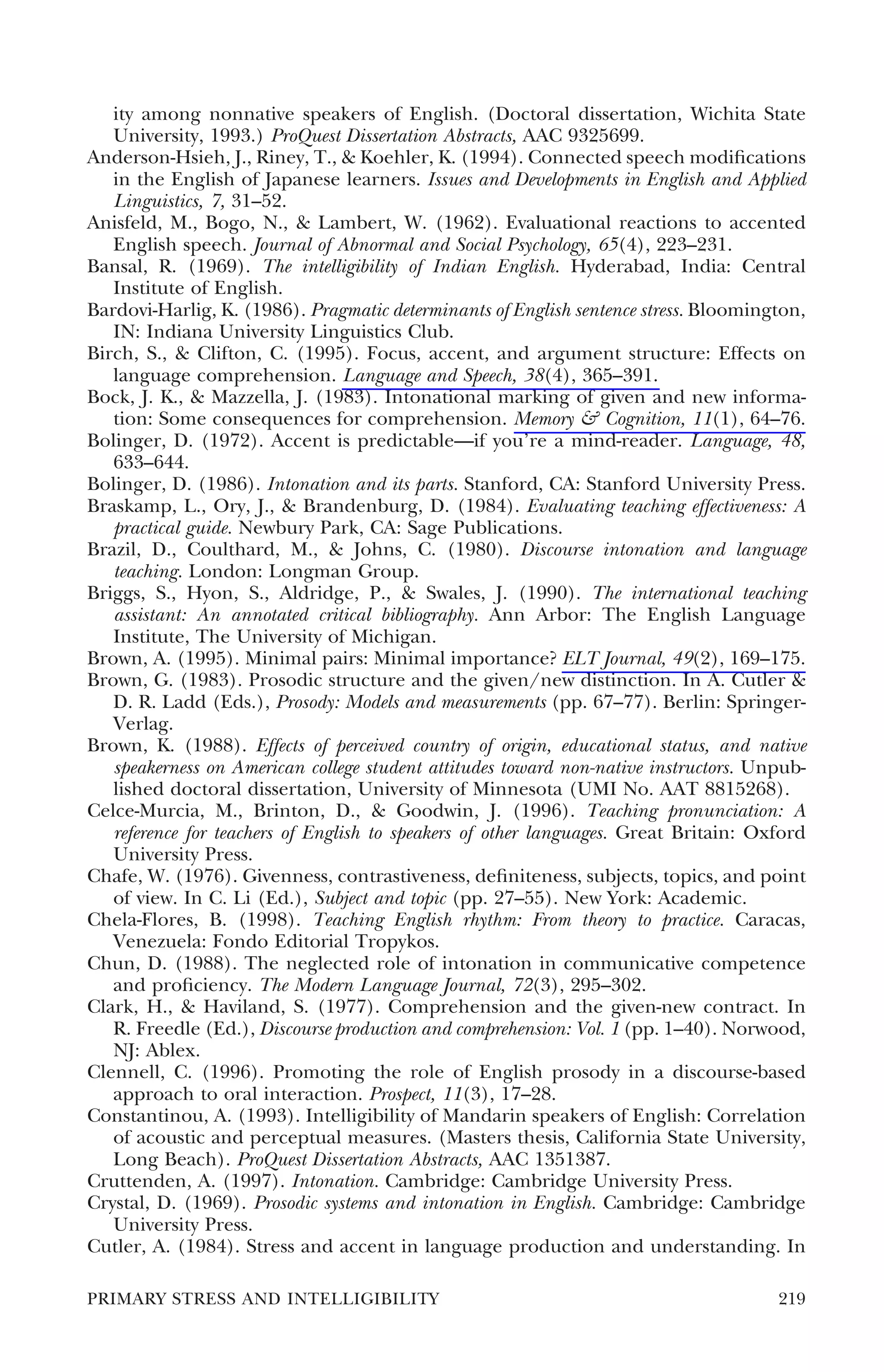 Primary Stress And Intelligibility Research To Motivate The Teaching Of ...