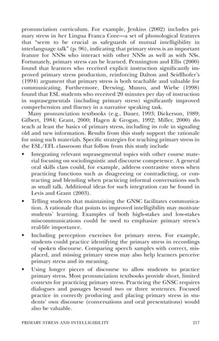 Primary Stress And Intelligibility Research To Motivate The Teaching Of ...