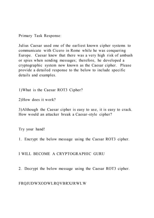 Primary Task ResponseJulius Caesar used one of the earliest | PDF