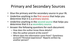 Primary Vs. Secondary Sources | PPT