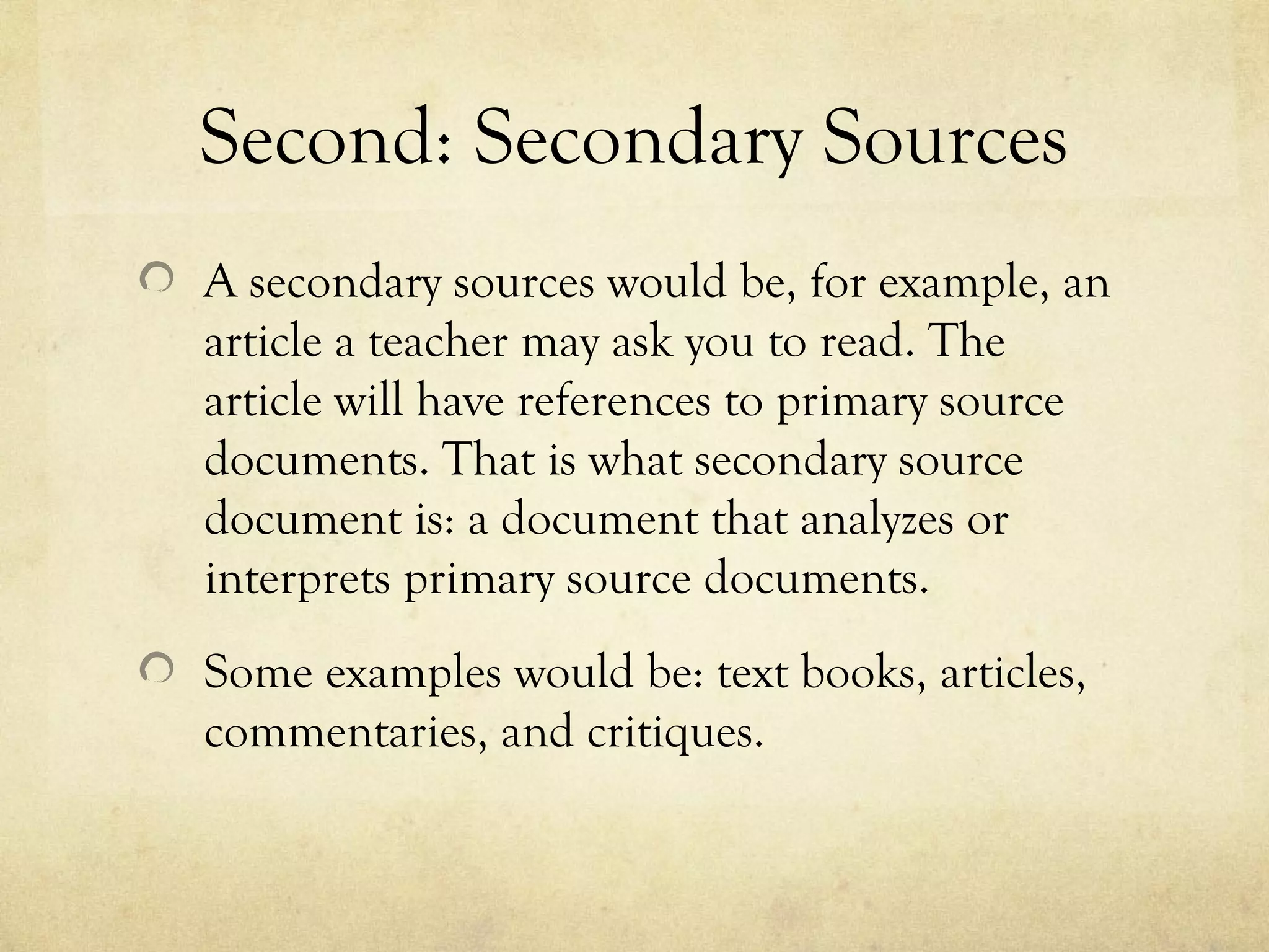Primary vs Secondary Resources | PPT