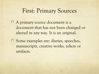 Primary vs Secondary Resources | PPT