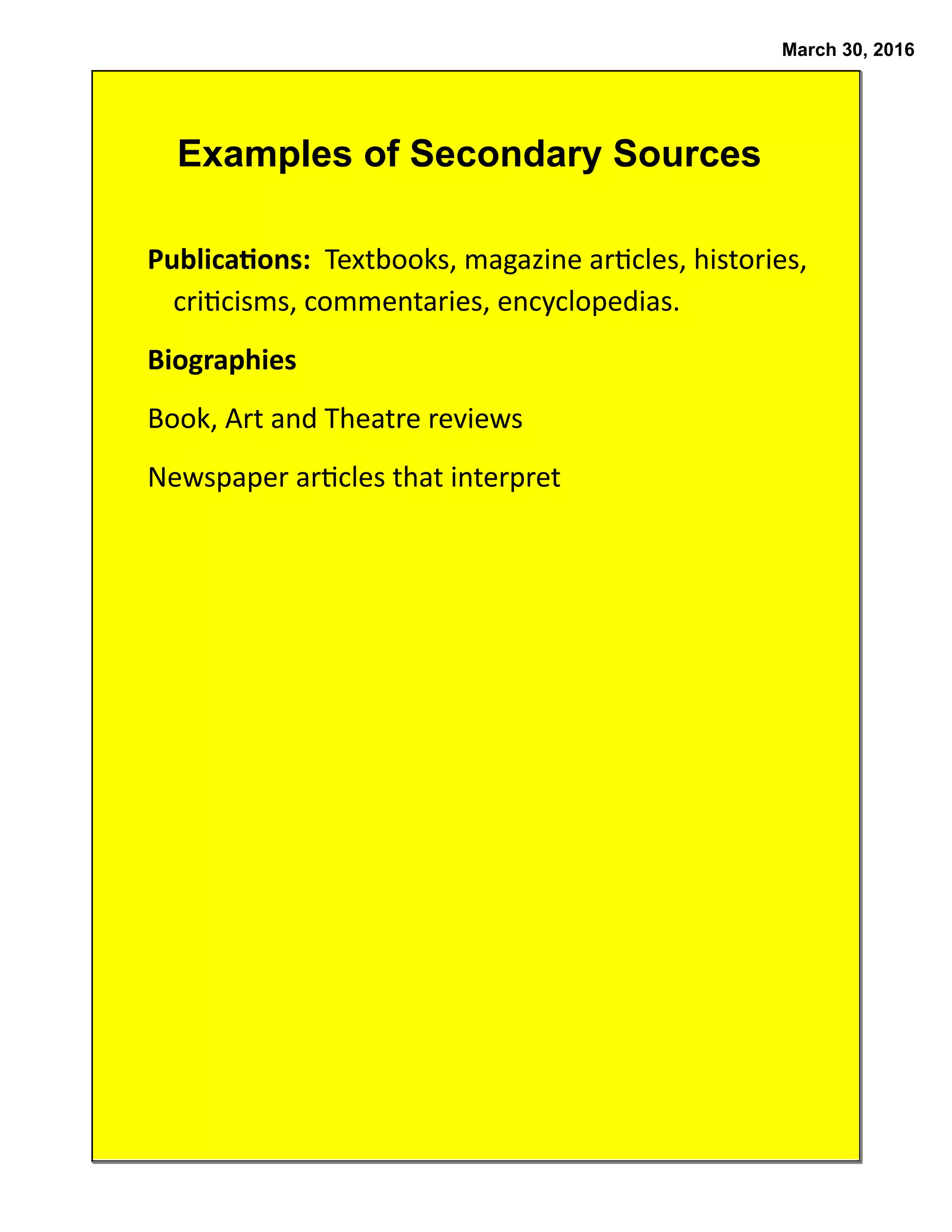 Primary vs secondary sources | PDF