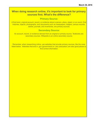 Primary vs secondary sources | PDF