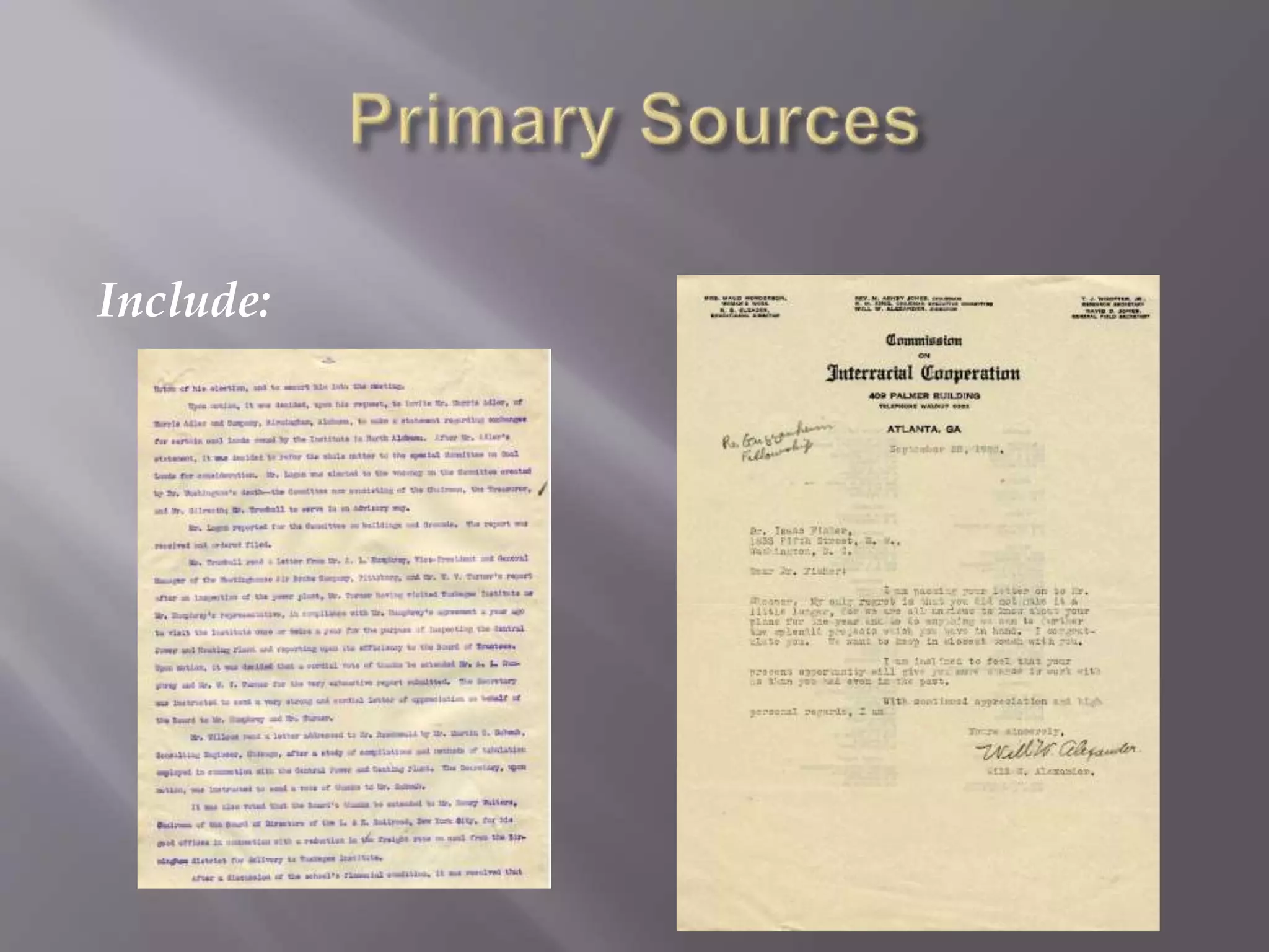 Primary vs Secondary Sources by Dana Chandler, Archivist, Tuskegee ...