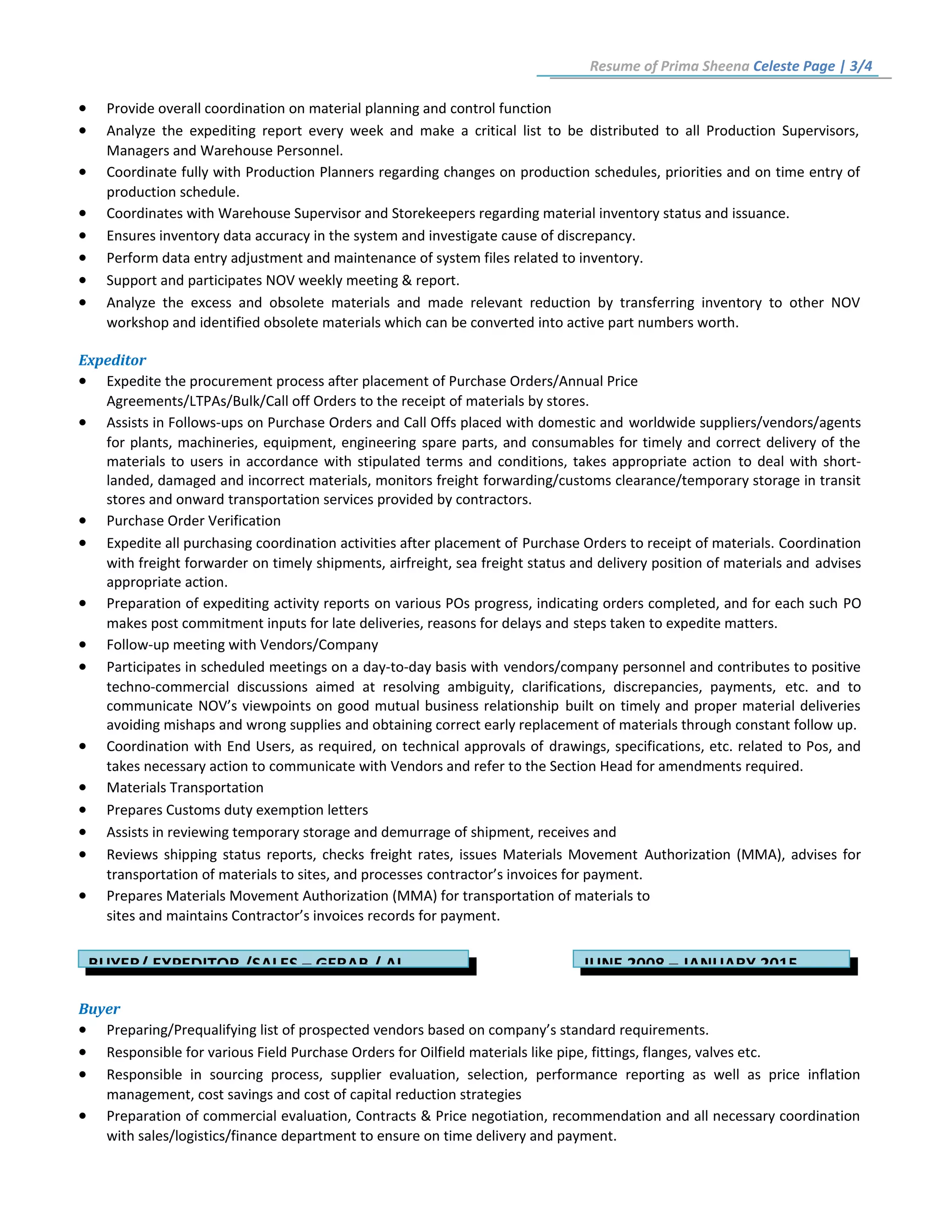 Prima sheena resume 2018 | DOC