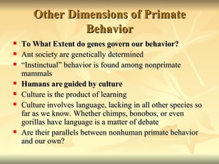 Primate Social Behavior | PPT